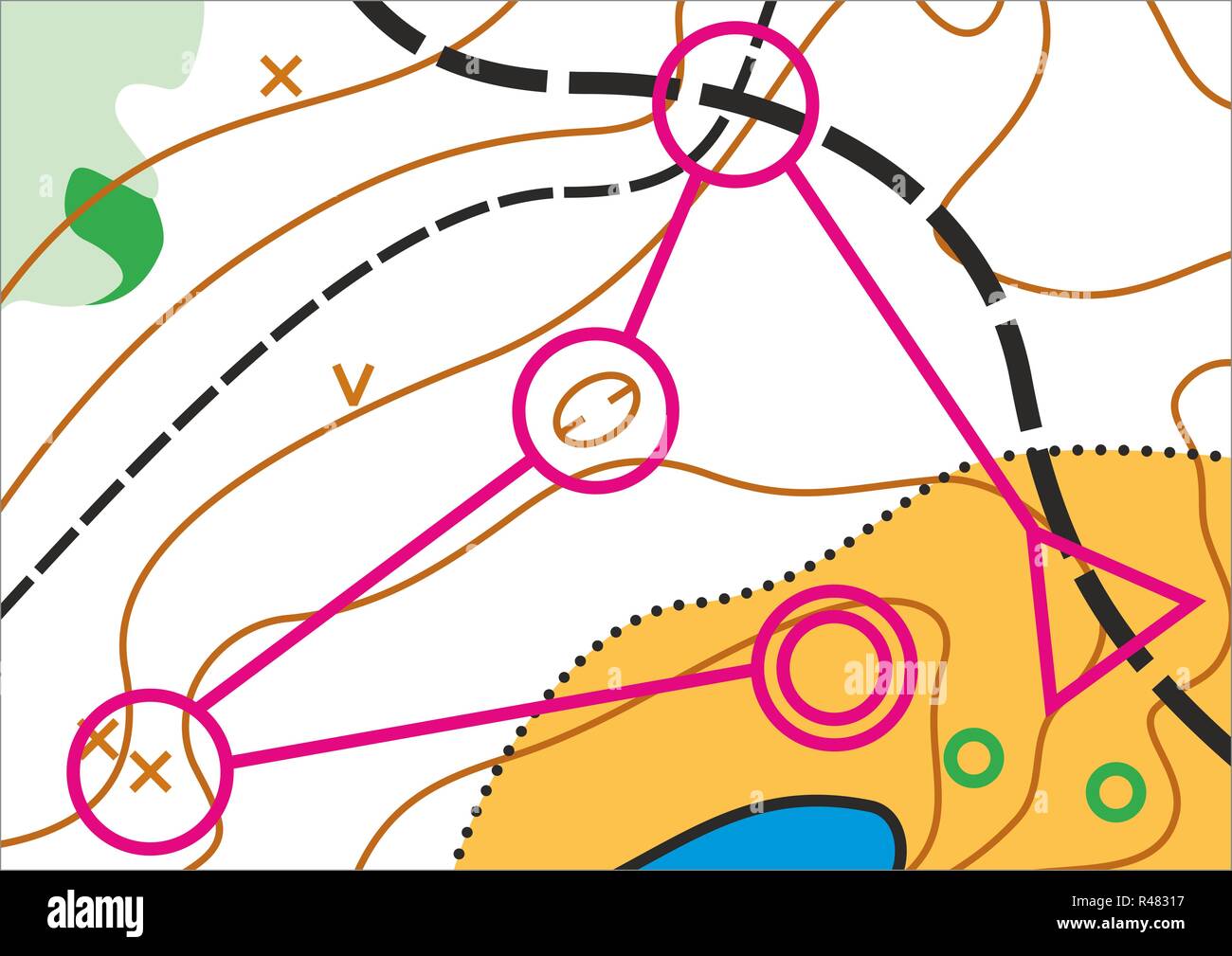 Simple topographic vector map Stock Photo - Alamy