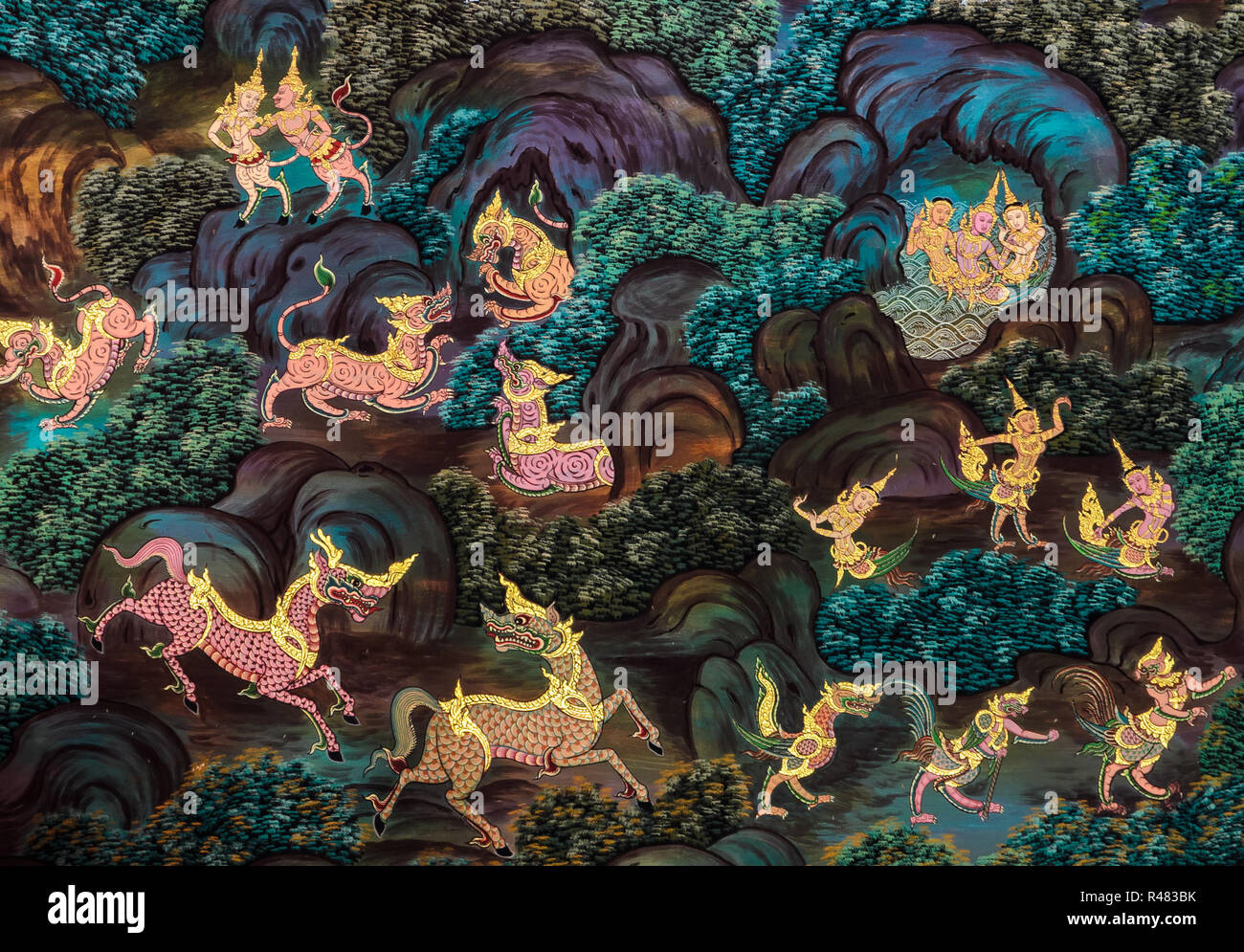 Thai mural painting art Stock Photo - Alamy