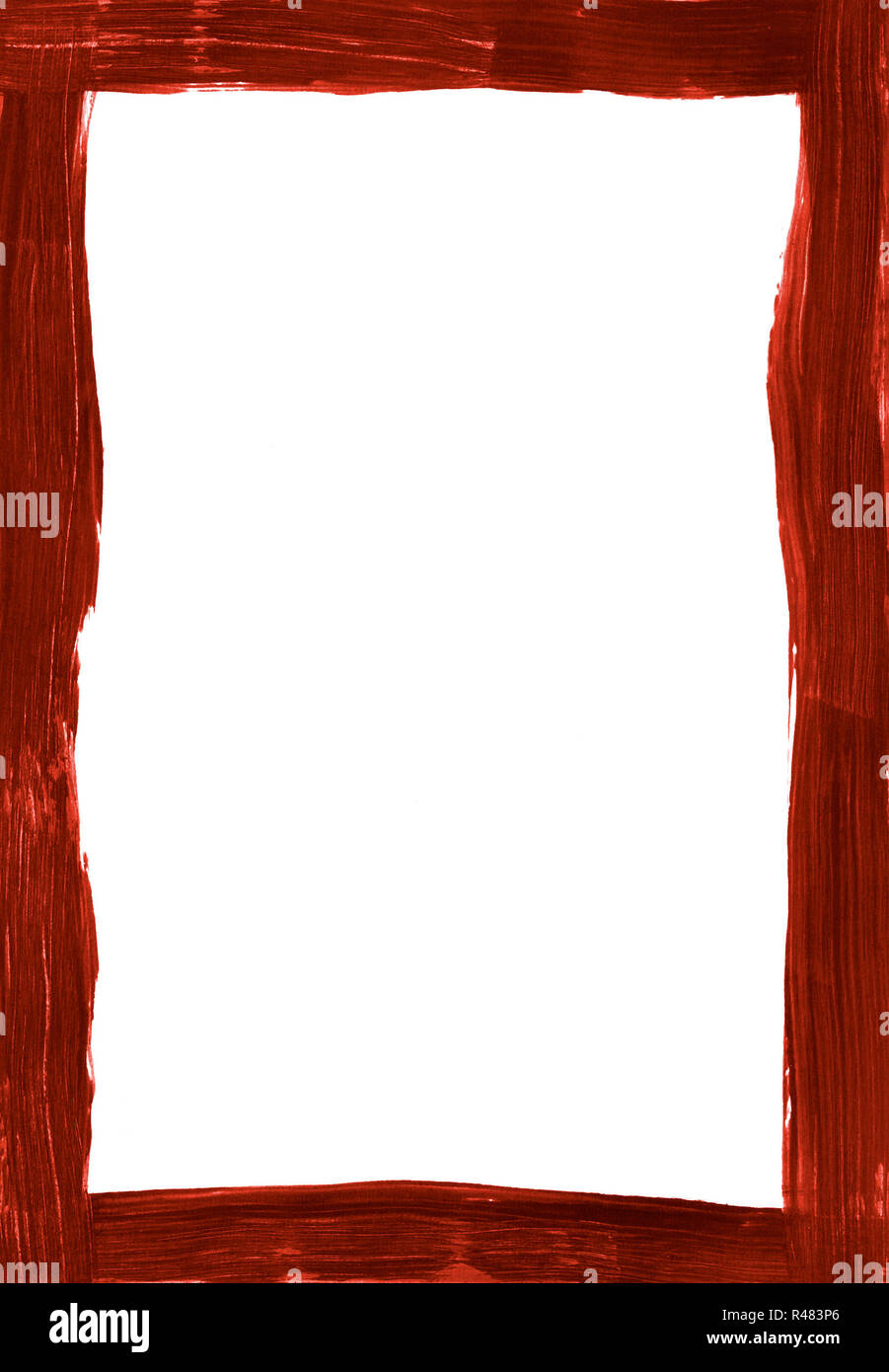 Thin frame painted freehand with dark red paint Stock Photo - Alamy