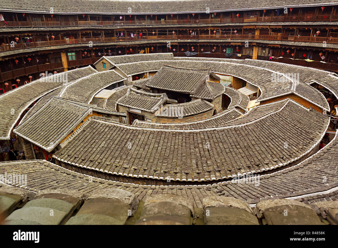 Hakka roundhouse tulou walled village china hi-res stock photography ...