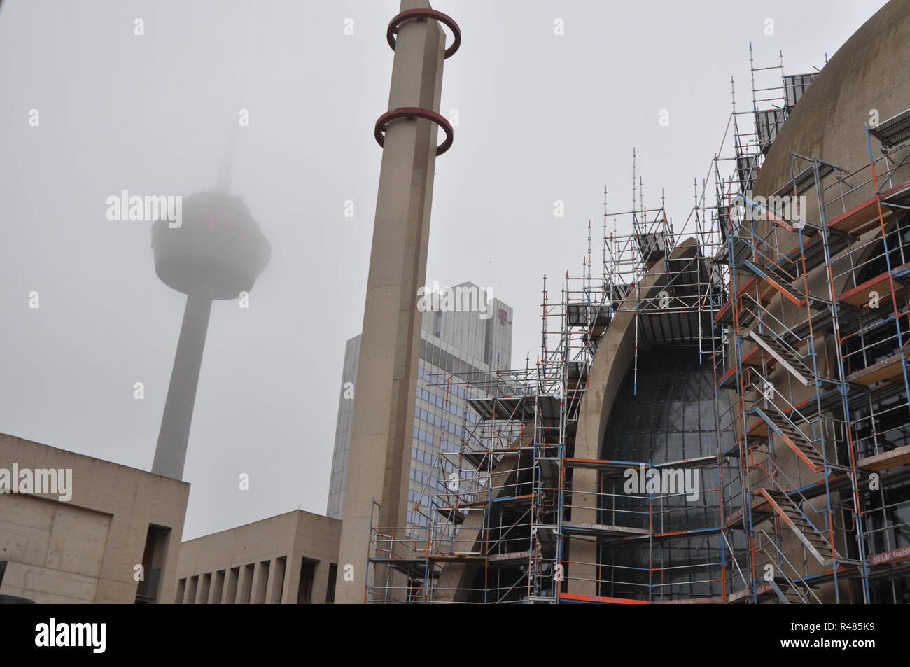 germany,nrw,cologne - colonius and central mosque under construction ...