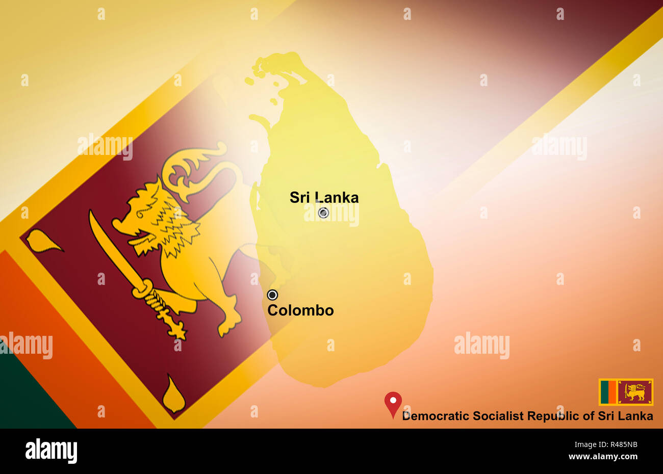 Sri Lanka map and Colombo with location map pin and Sri Lanka flag on ...