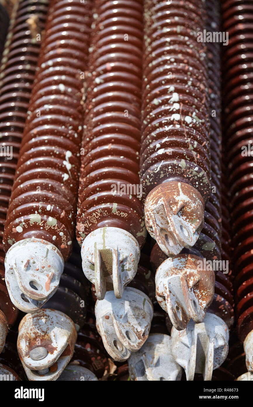 Electricity - Insulators for high-voltage Stock Photo - Alamy
