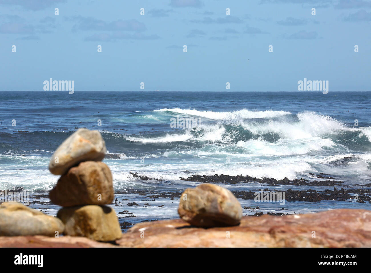 surf of the atlantic and indian ocean at the cape of good hope in south ...