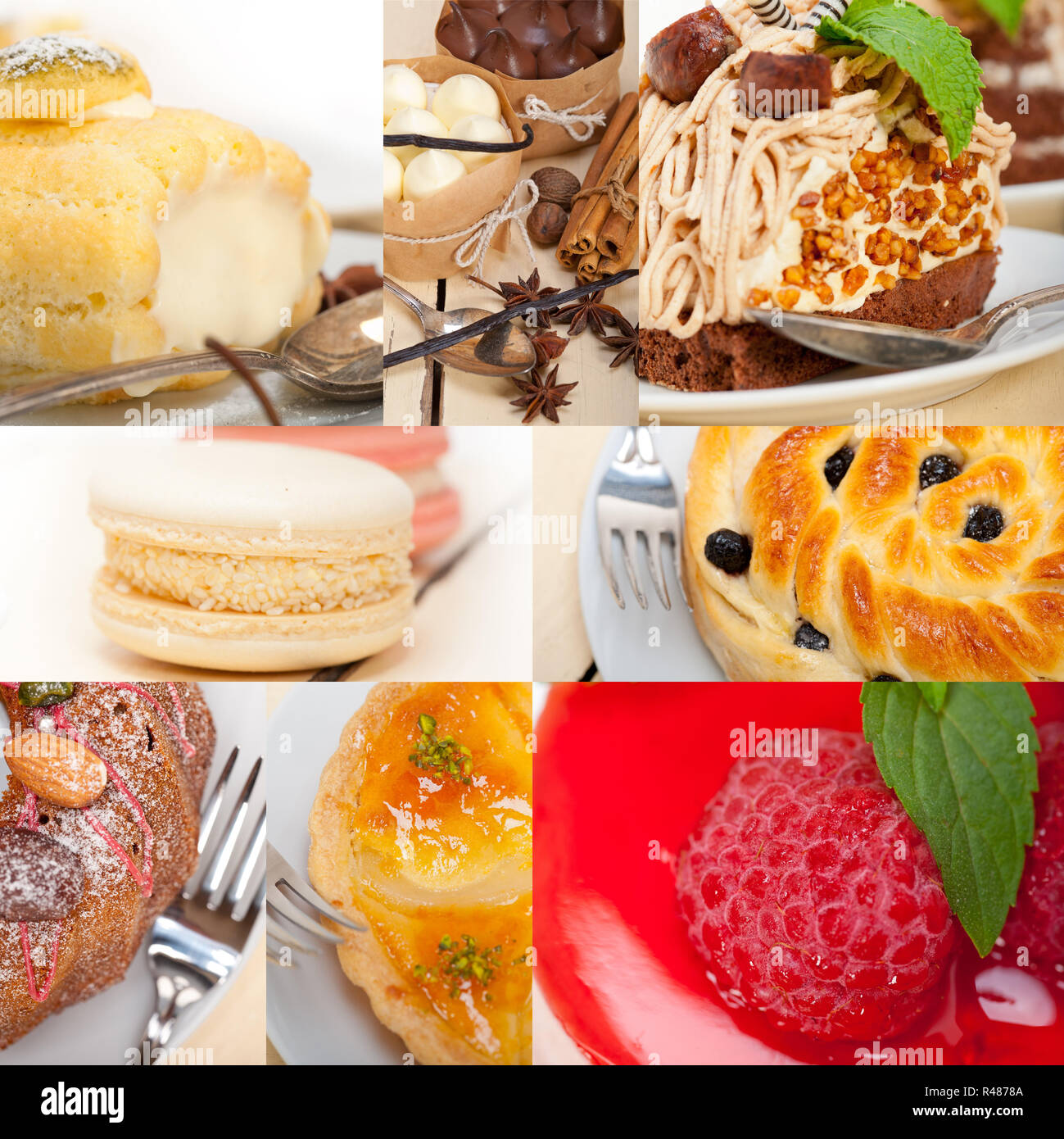 fresh dessert cake collage Stock Photo - Alamy