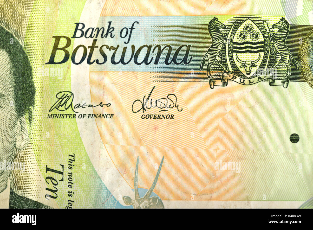 Detail of 10 Botswana Pula banknote Stock Photo - Alamy