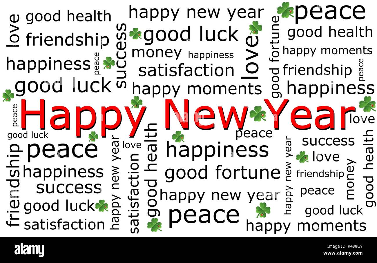 Happy new Year wordcloud Stock Photo - Alamy