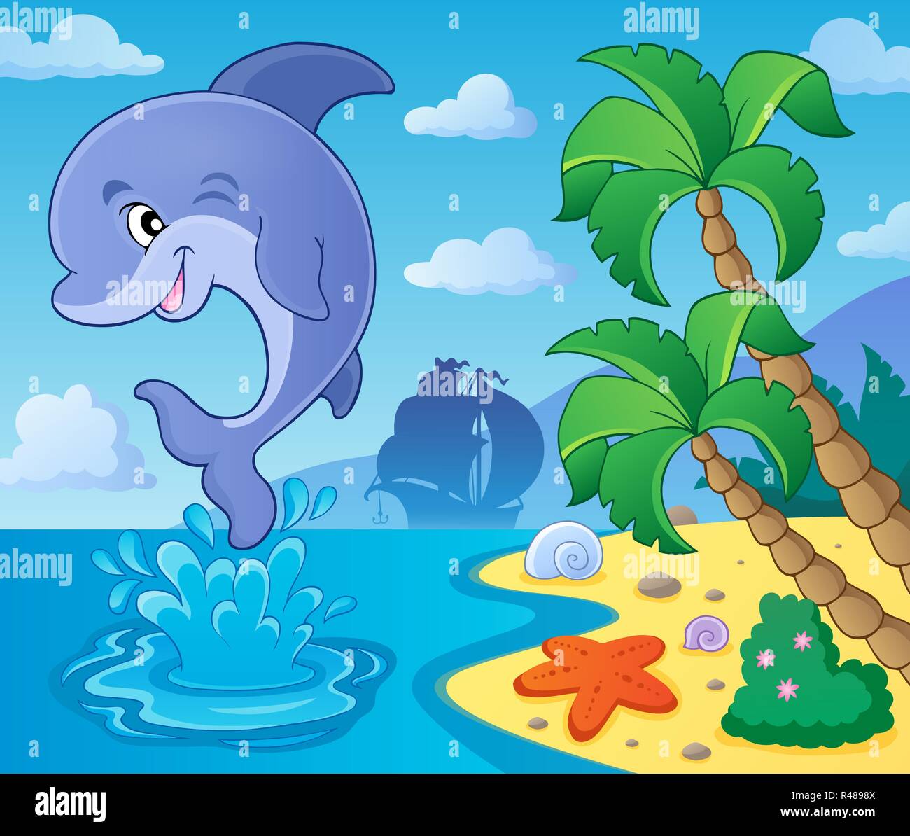 Jumping dolphin theme image 4 Stock Photo - Alamy