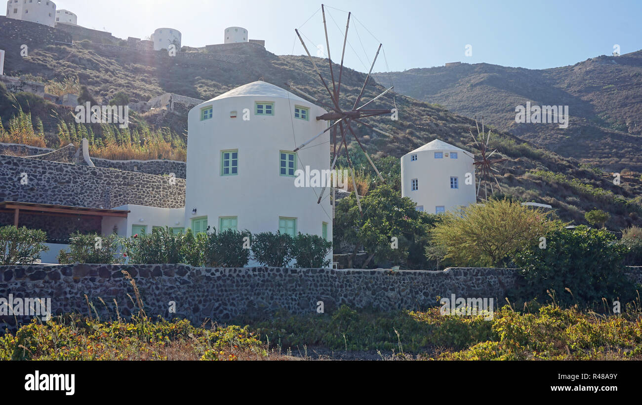 traditional greece windmill on iceland of santorini Stock Photo - Alamy
