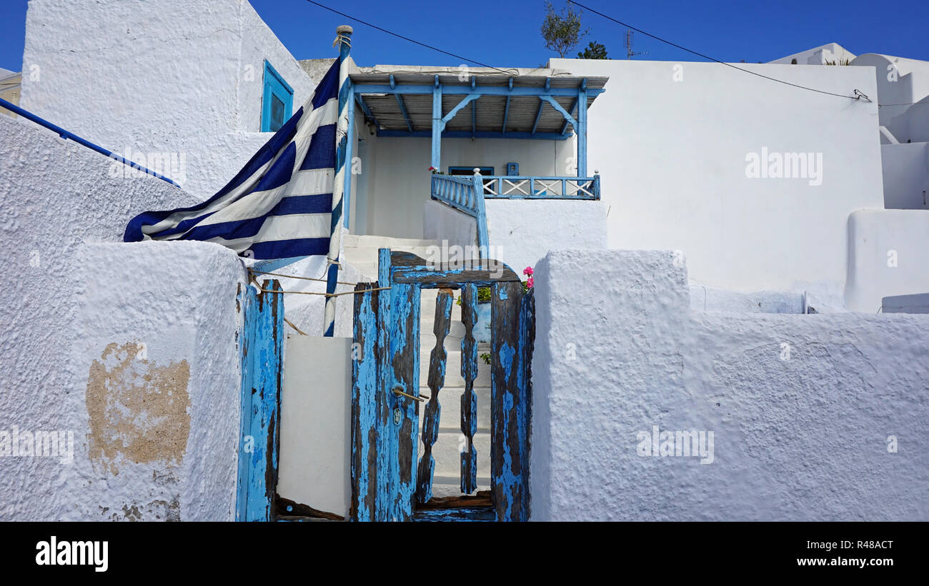 door in small greece village exo gonia on santorini Stock Photo - Alamy