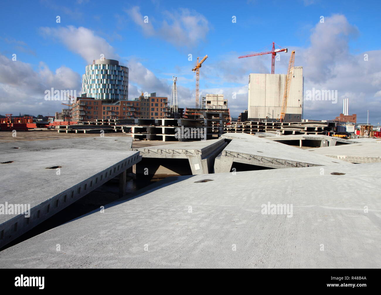 Perspective on Construction Elements with Site Background Stock Photo ...