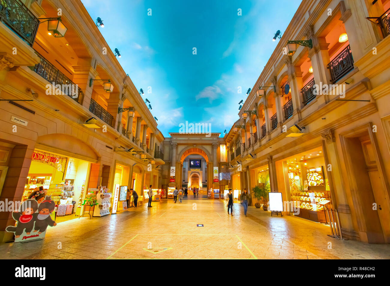 Tokyo, Japan - April 20 2018: Venus Fort is part of the Palette Town ...