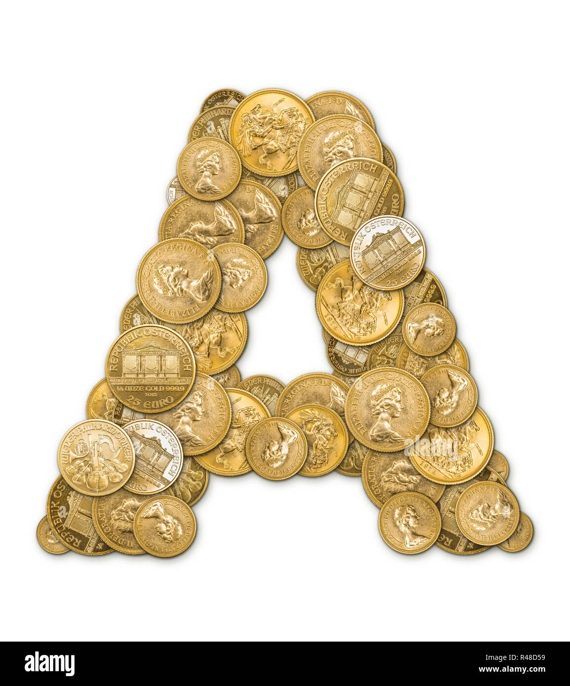 Gold letter a font hi-res stock photography and images - Alamy