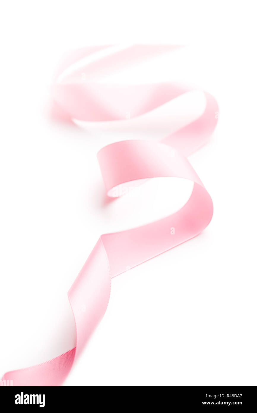 pink ribbon curls on a white background Stock Photo - Alamy