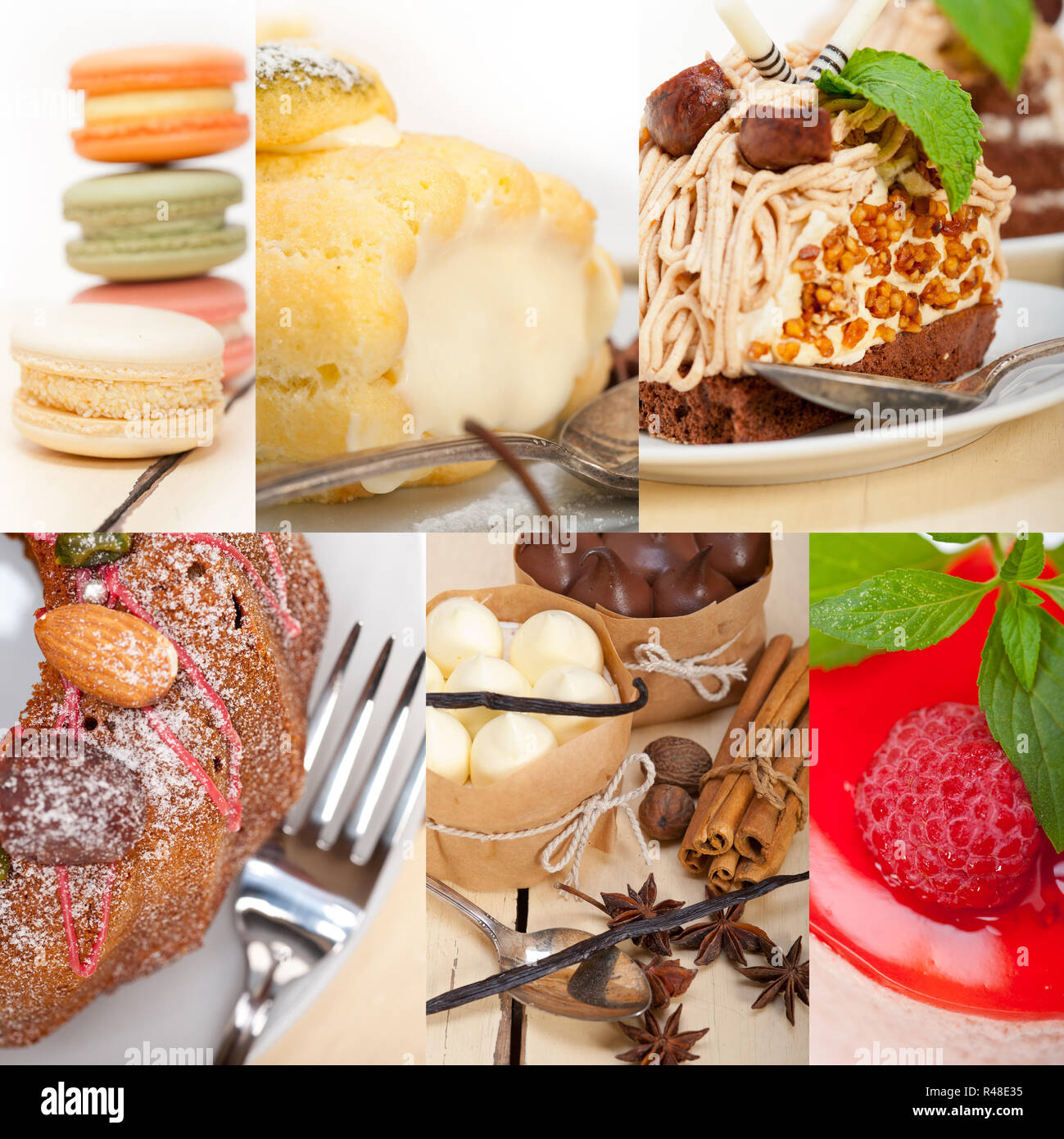 fresh dessert cake collage Stock Photo - Alamy