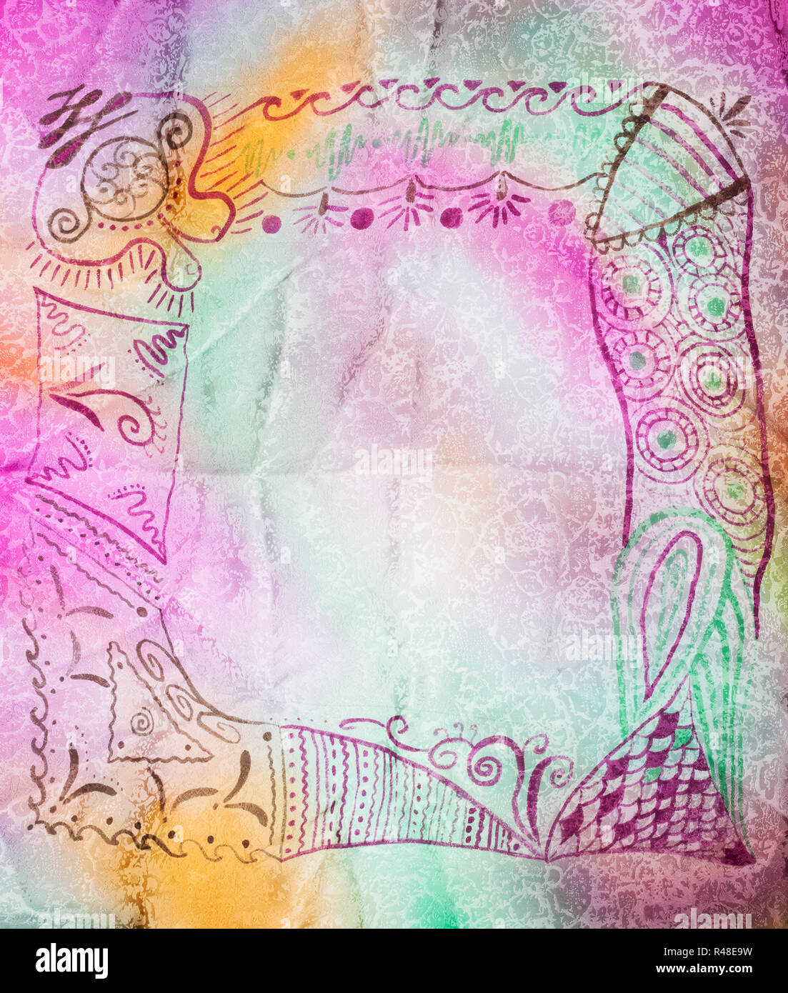 hand drawing abstract picture on silk batik Stock Photo - Alamy