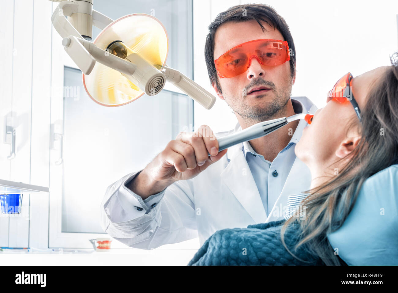 professional dental office during bleaching Stock Photo - Alamy