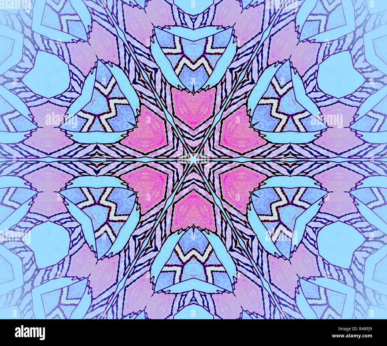 Abstract geometric background, seamless floral ornament turquoise blue ...