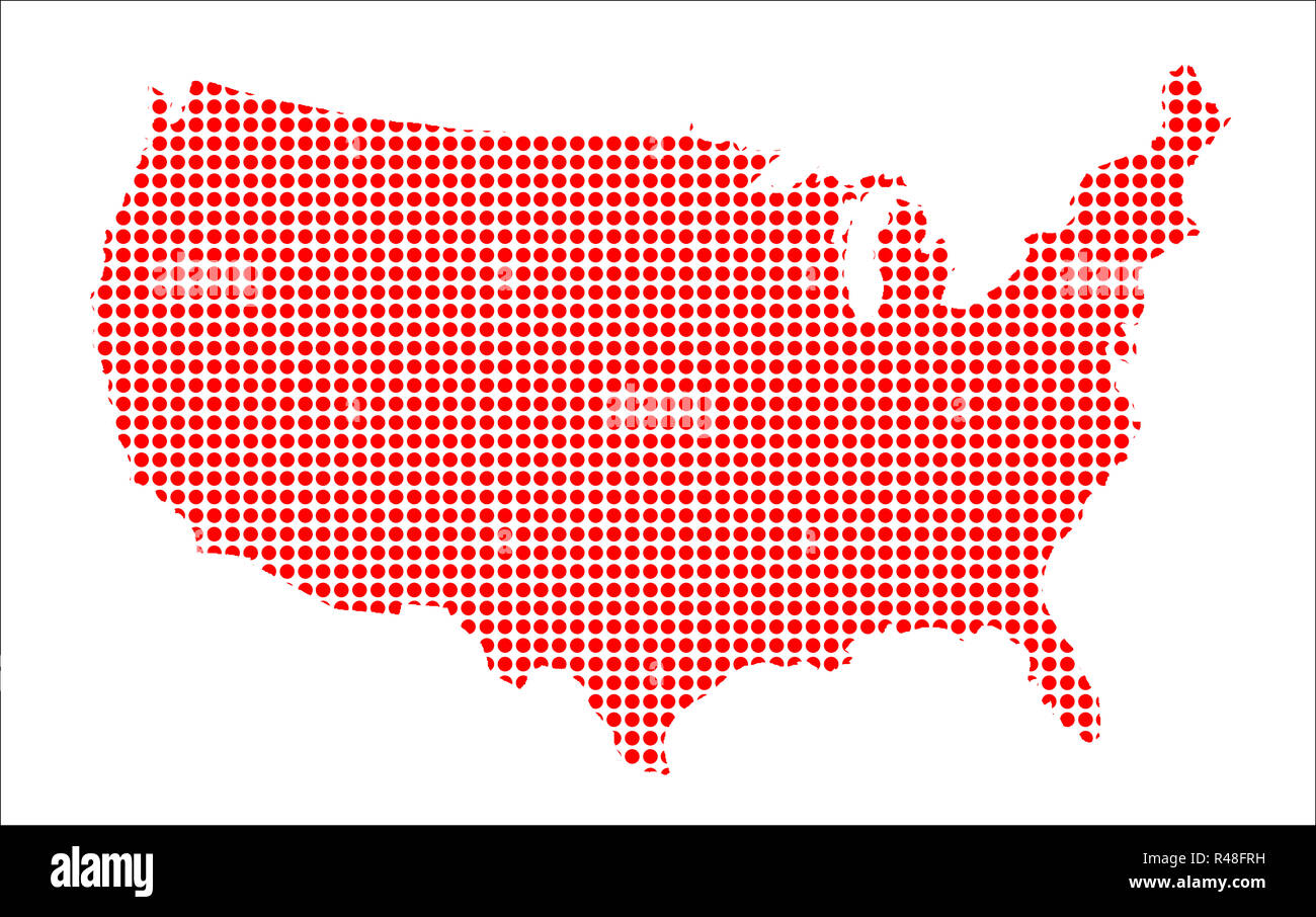 Red Dot Map of The U.S.of A Stock Photo - Alamy