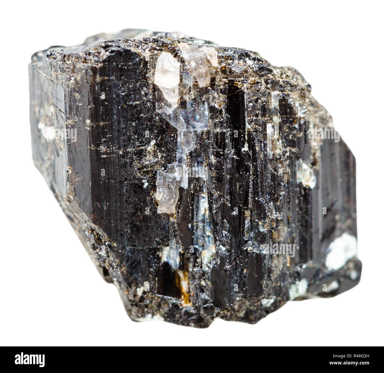 Schorl (black Tourmaline) crystal isolated Stock Photo - Alamy