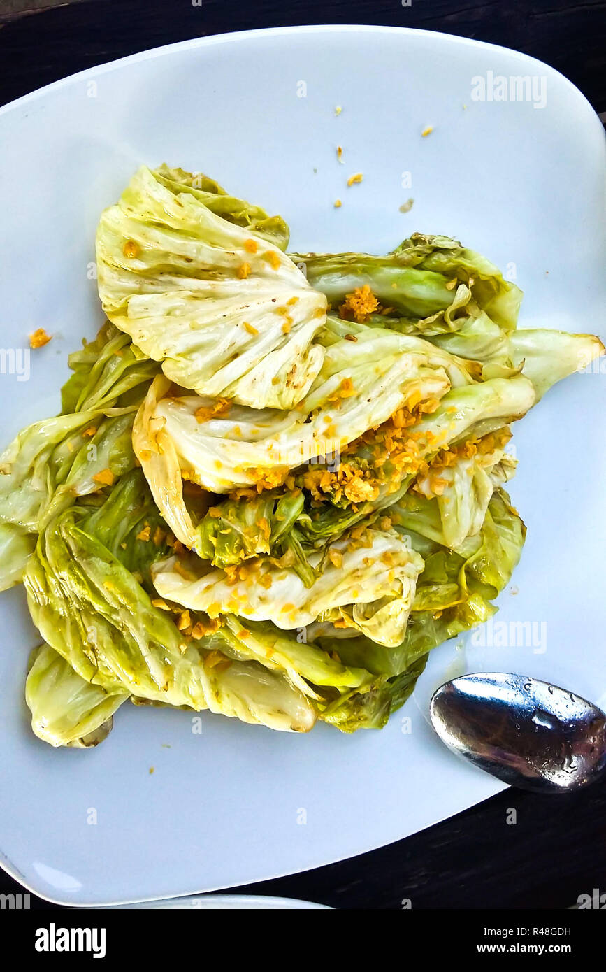 Stir-fried cabbage with fish sauce Stock Photo - Alamy