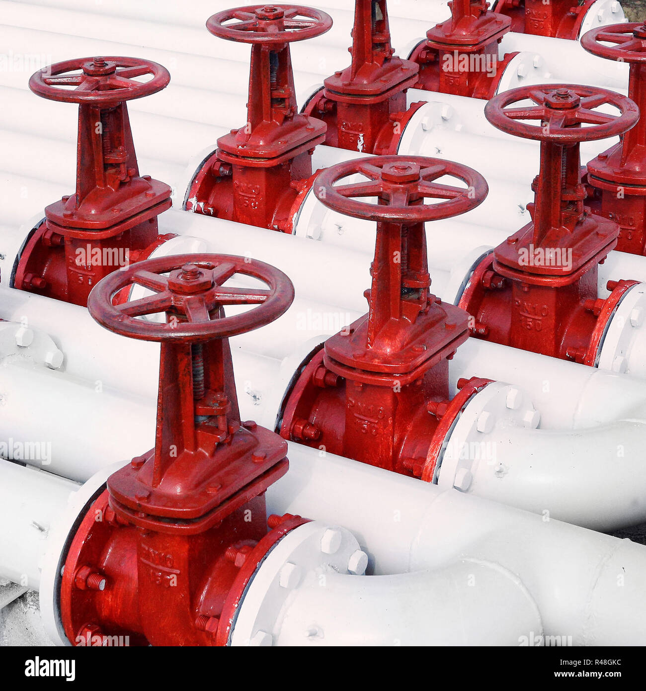 Oil and gas pipe line valves Stock Photo - Alamy