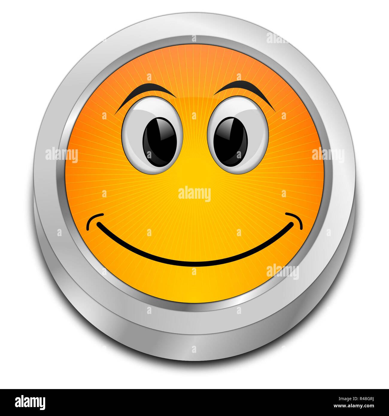 Button with smiling face Stock Photo - Alamy