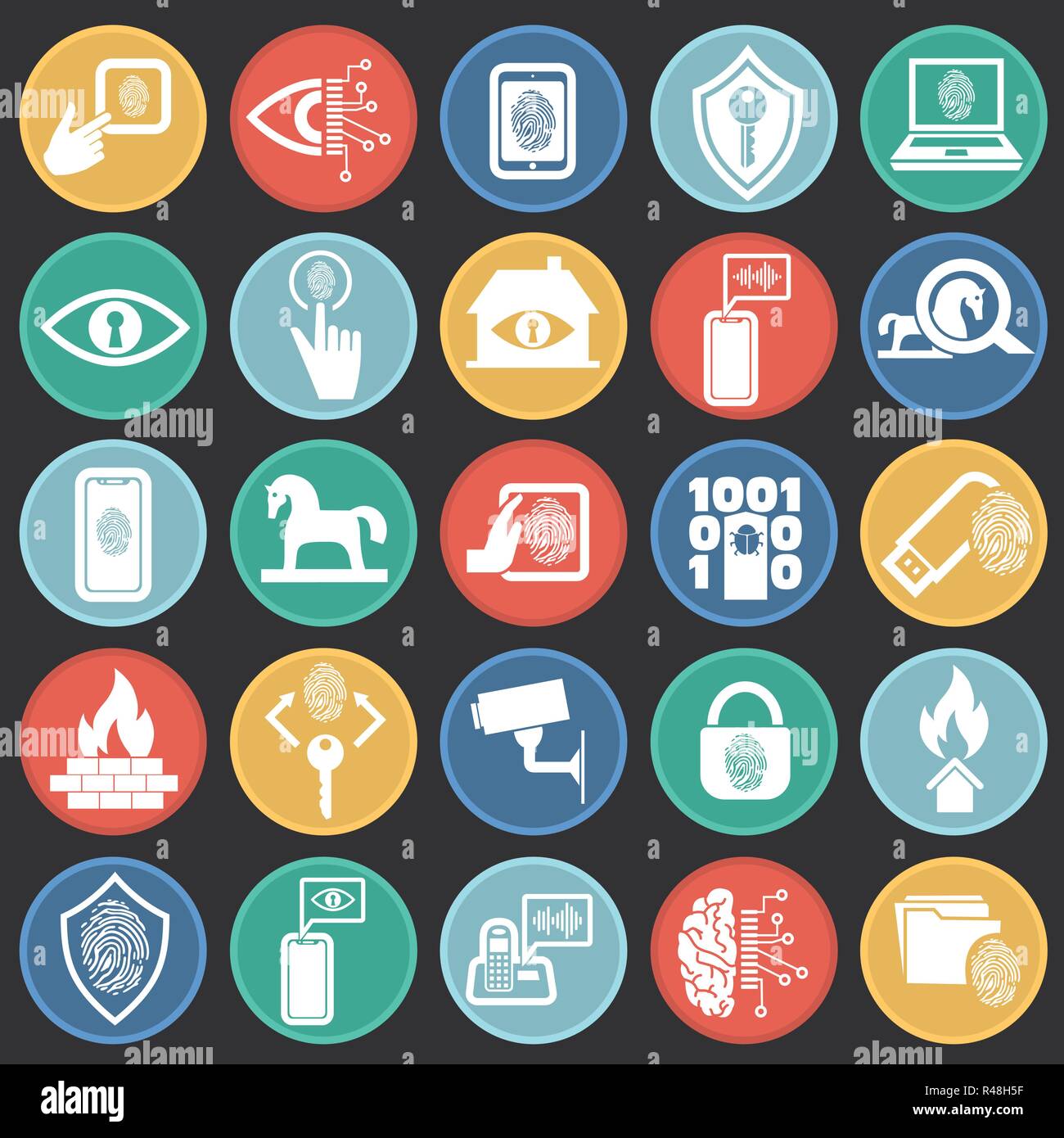 Cyber security icons set on background for graphic and web design ...