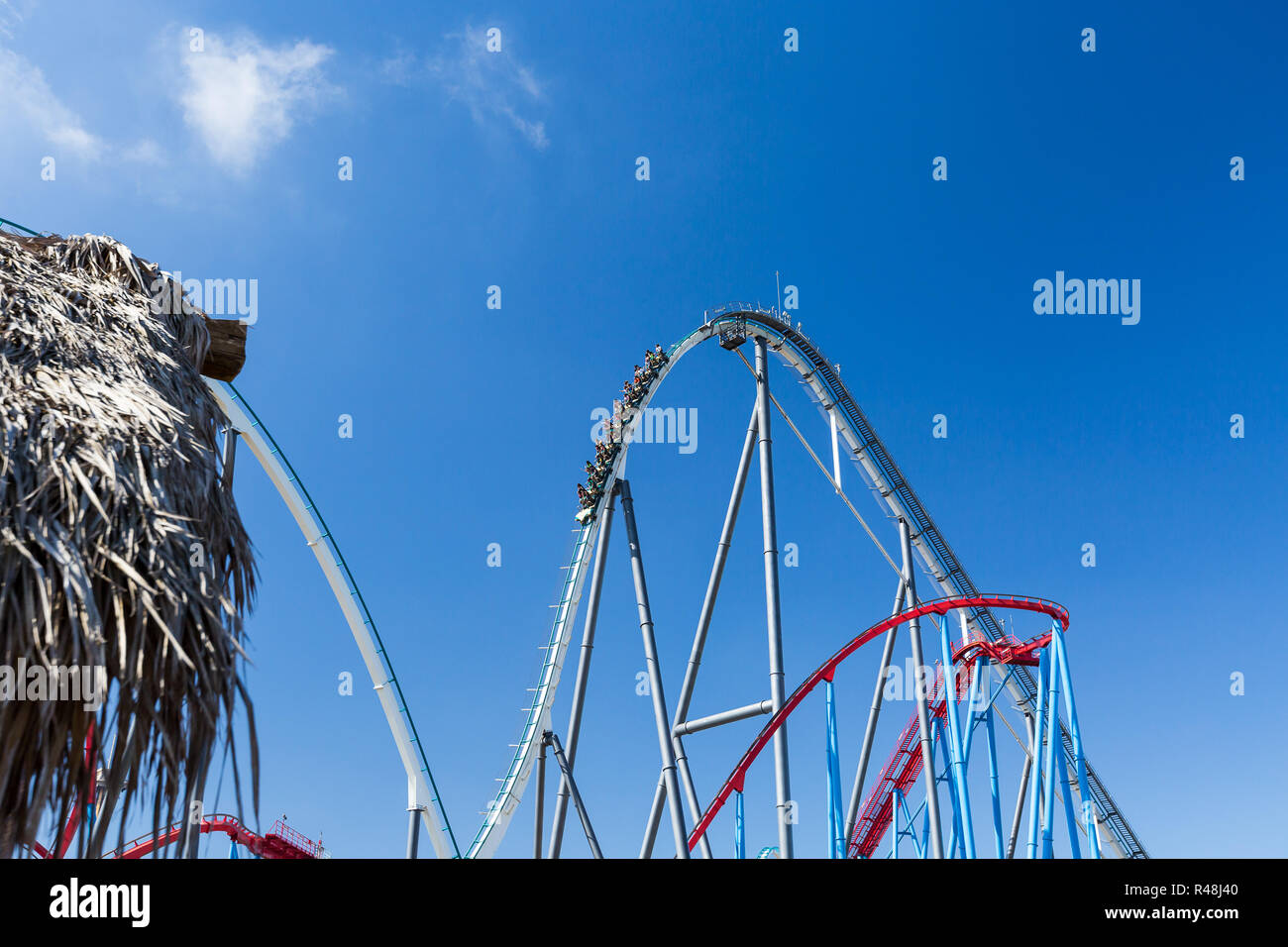 Roller Coaster in Amusement Entartainment Theme Park Stock Photo - Alamy