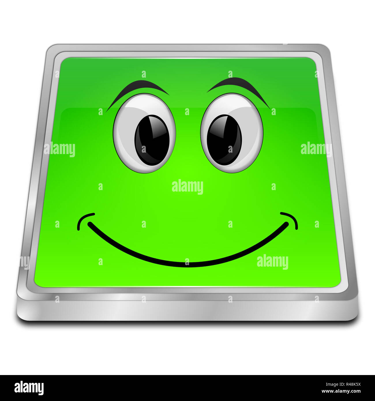 Button with smiling face Stock Photo - Alamy