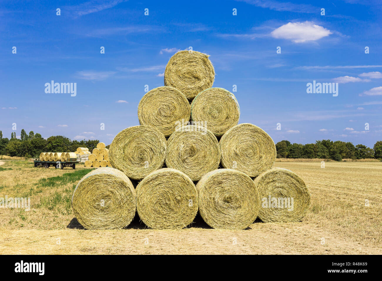 straw ball pyramid at the forest edge Stock Photo - Alamy