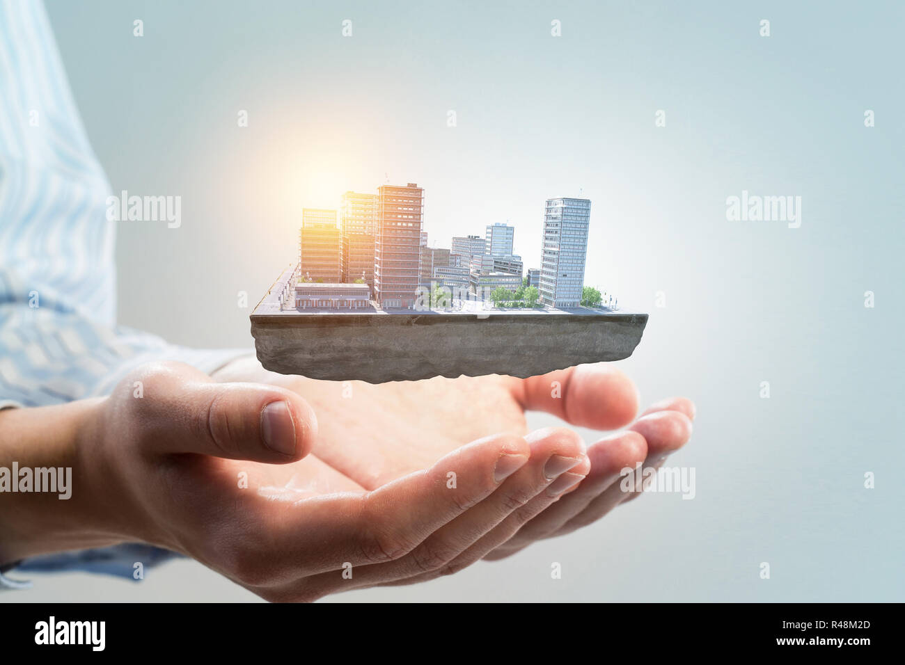 Presenting new construction project. Mixed media Stock Photo - Alamy