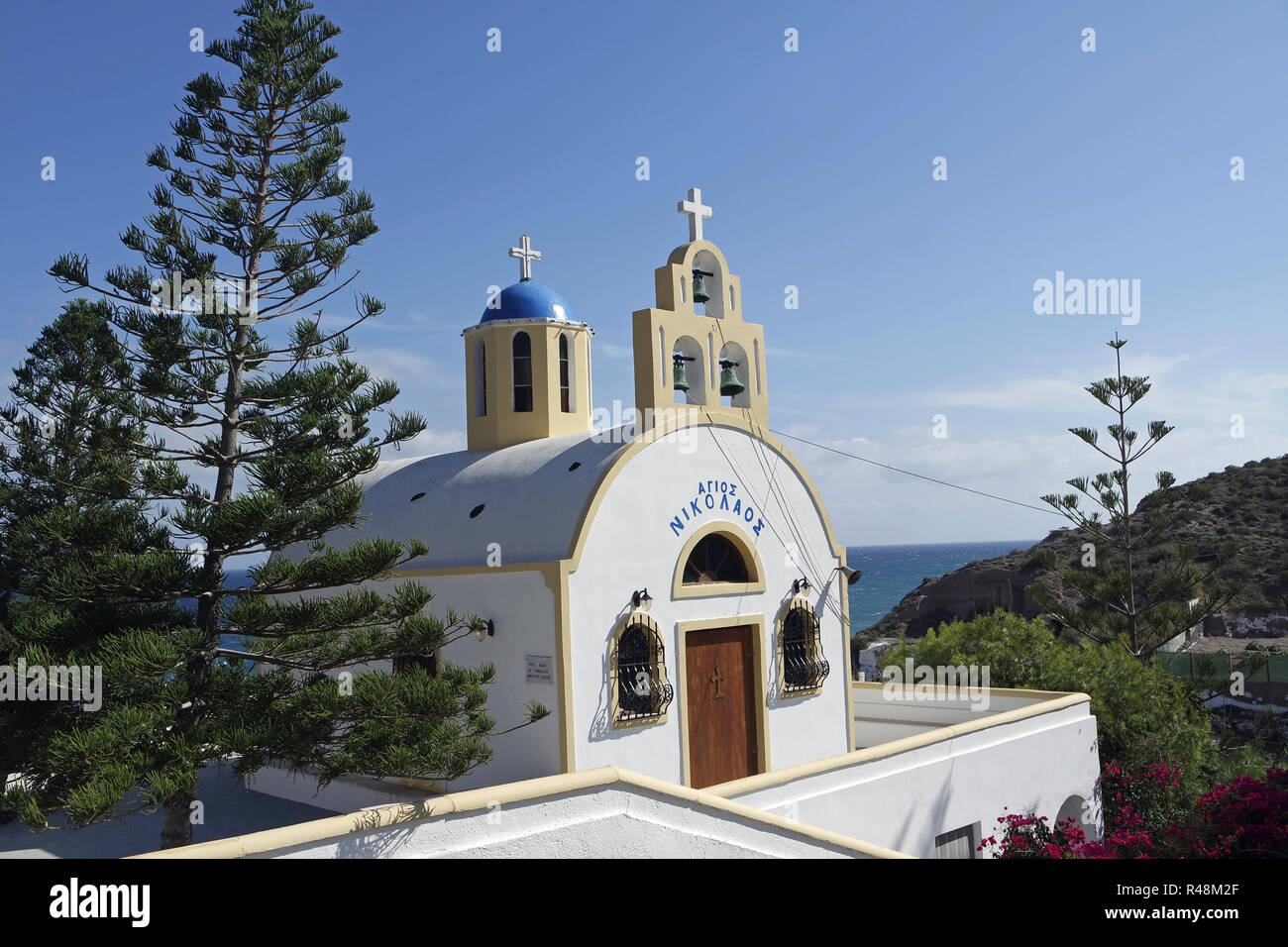 small and traditional greece chapel in perissa Stock Photo - Alamy