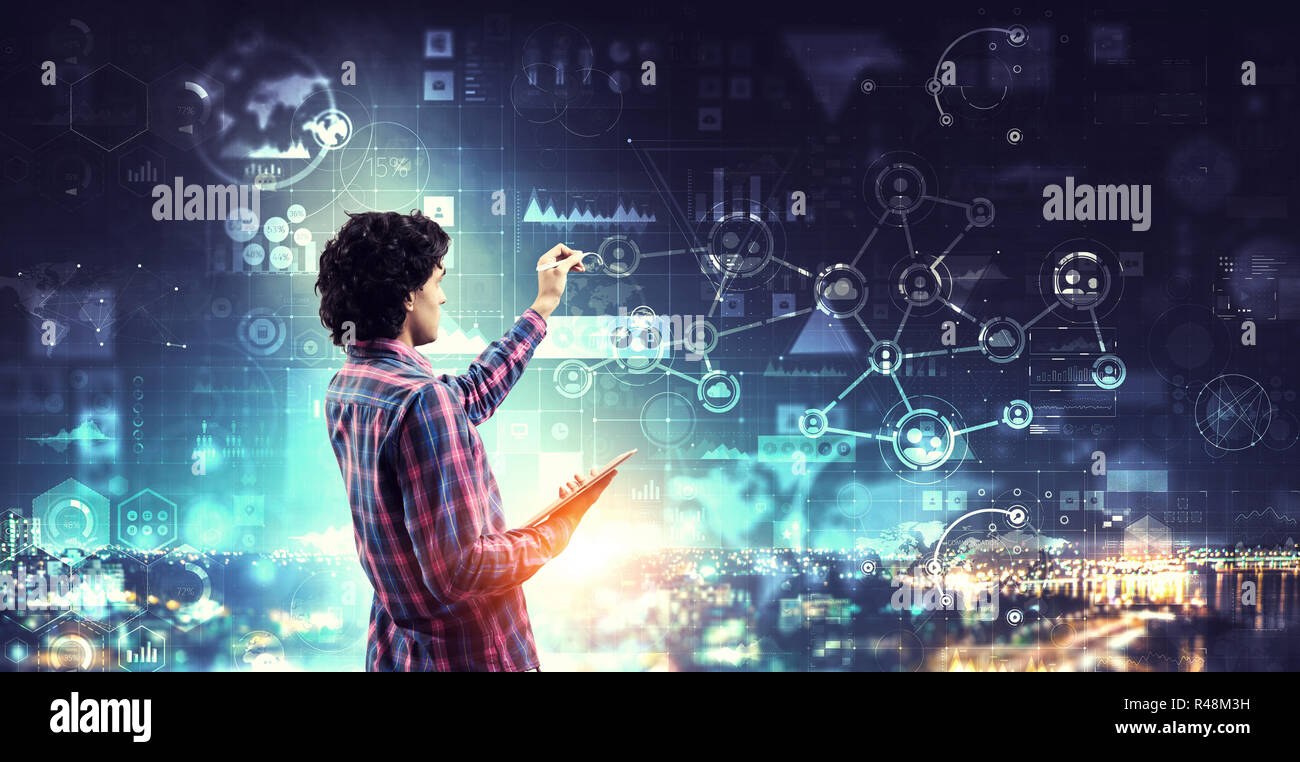 Man using media interface mixed media hi-res stock photography and ...