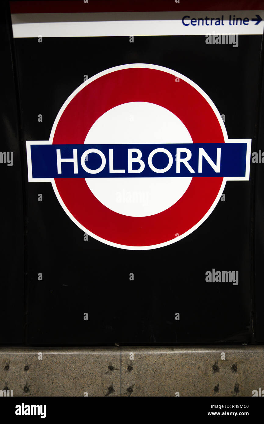 Holborn London Iconic Underground Tube Logo sign Stock Photo - Alamy