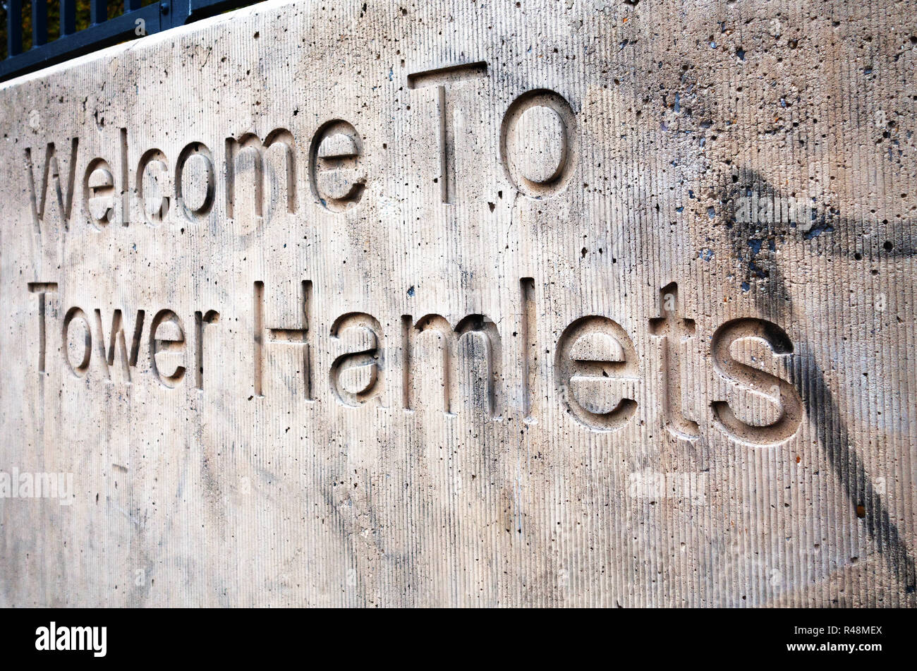 Welcome to Tower Hamlets Concrete sign, Broadway Market, London ...