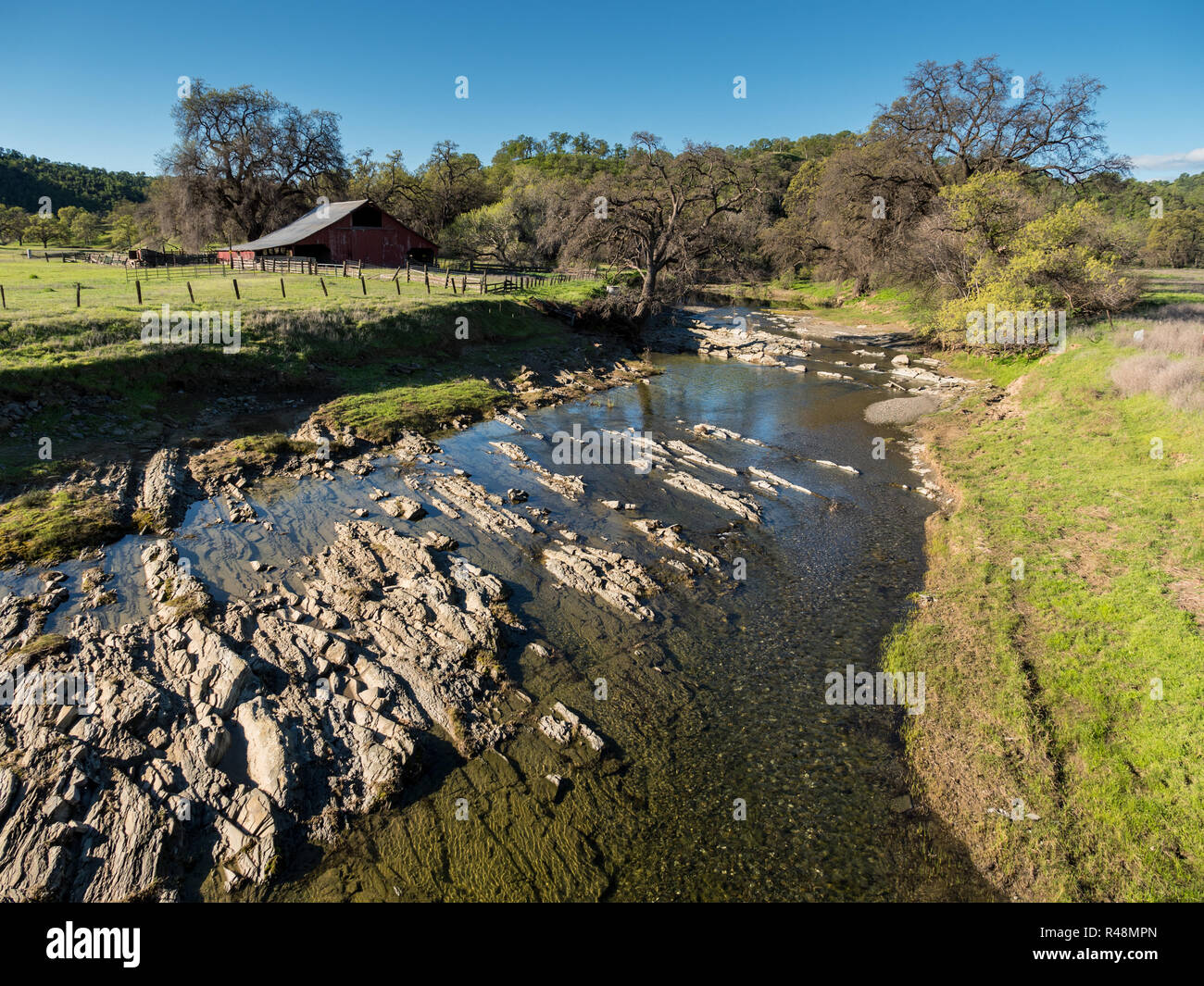 CHICO, CALIFORNIA, USA - FEBRUARY 28, 2015: Low water level is evident ...