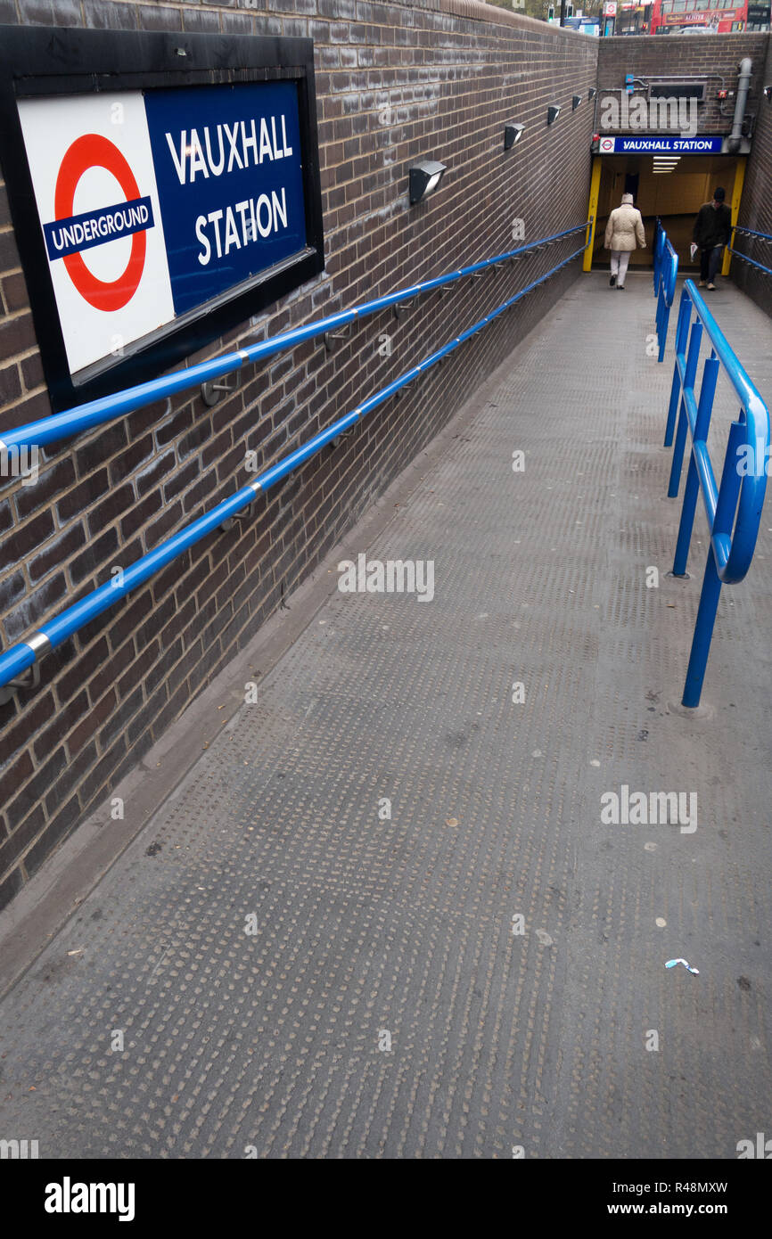 Underground entrance ramp to Vauxhall Tube Station Stock Photo - Alamy