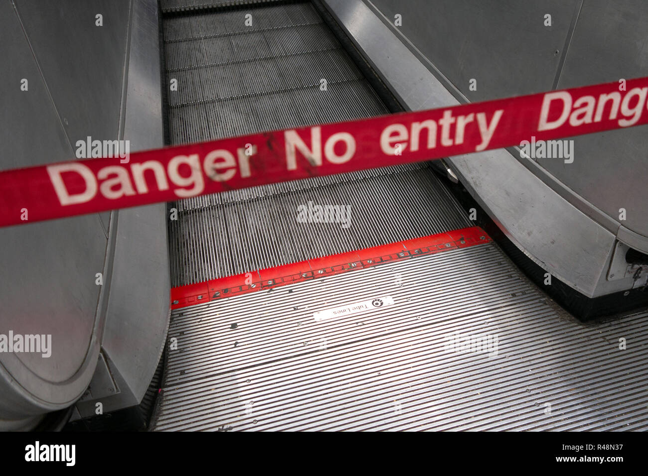 No Entry Sign on a London Escalator Stock Photo - Alamy