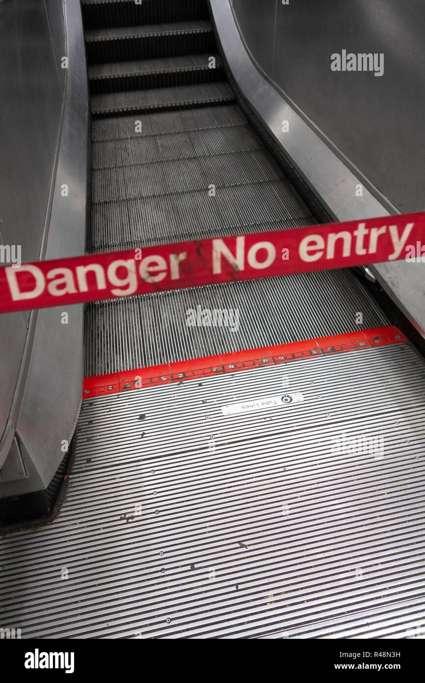 No Entry Sign on a London Escalator Stock Photo - Alamy