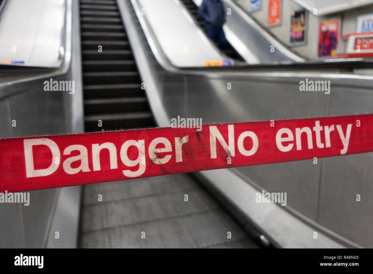 No Entry Sign on a London Escalator Stock Photo - Alamy