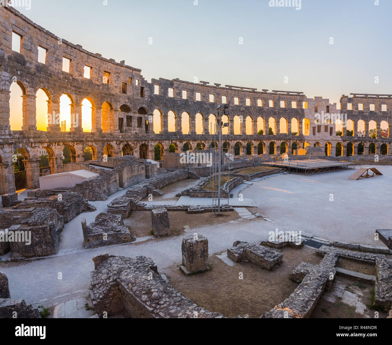 Inside of Ancient Roman Amphitheater in Pula, Croatia Stock Photo - Alamy