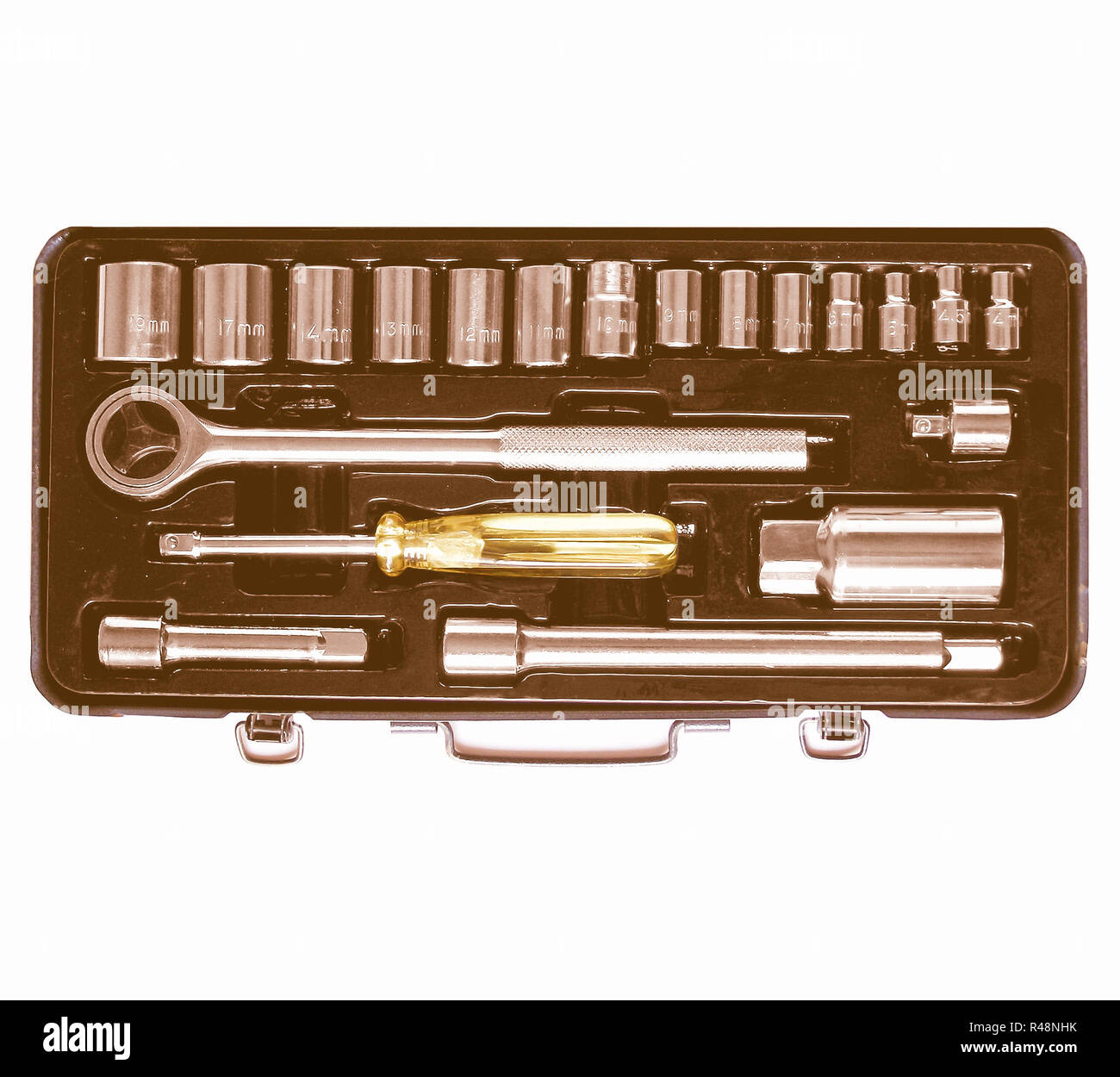 Wrench spanner tool set vintage Stock Photo - Alamy