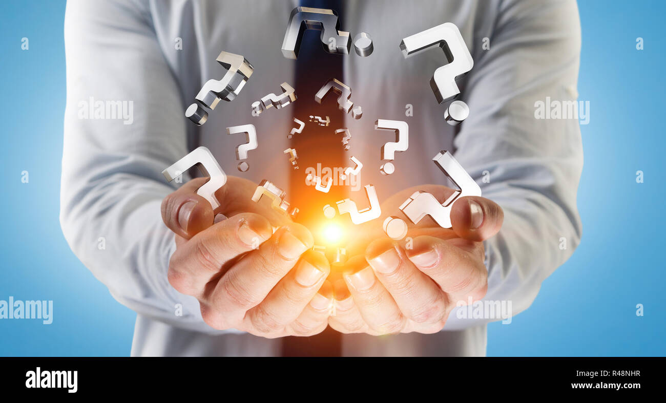 Glass question symbols . Mixed media Stock Photo - Alamy