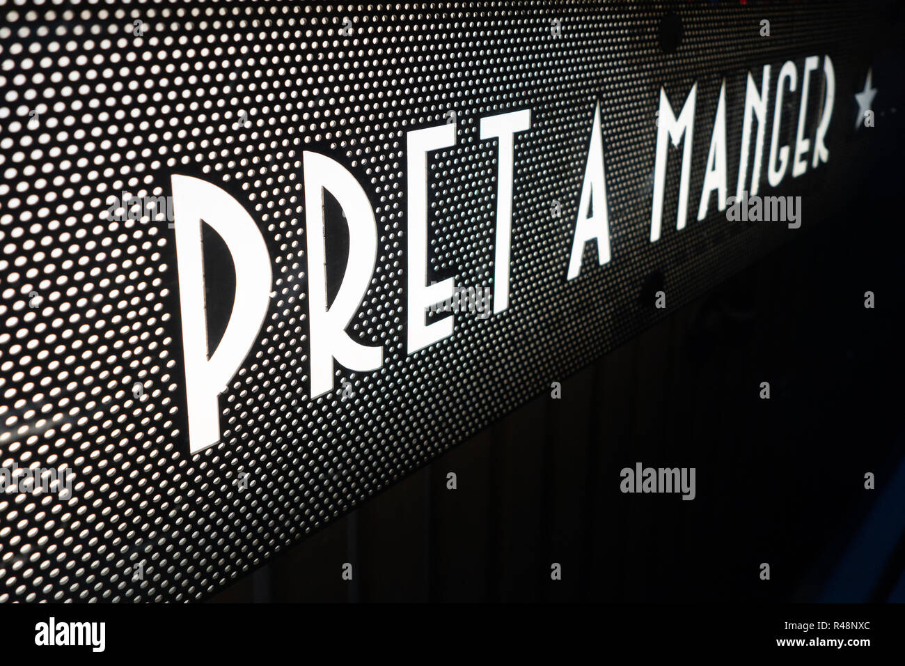 Pret a Manger illuminated sign in Piccadilly, London Stock Photo - Alamy