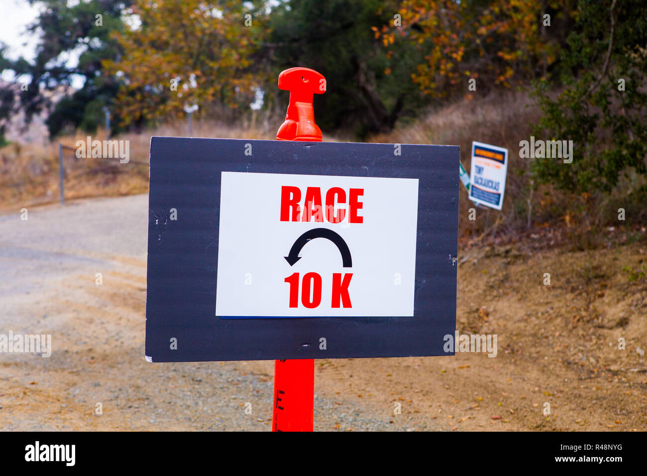 10K Running road race U Turn sign 10K Stock Photo - Alamy