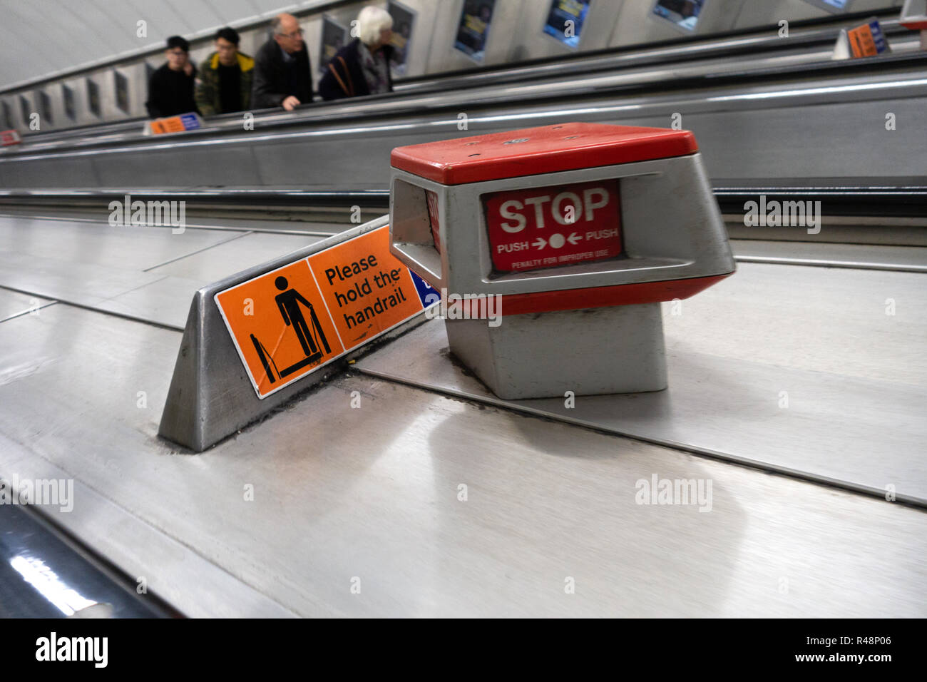 Emergency Stop sign and button on the London Underground Tube Stock ...