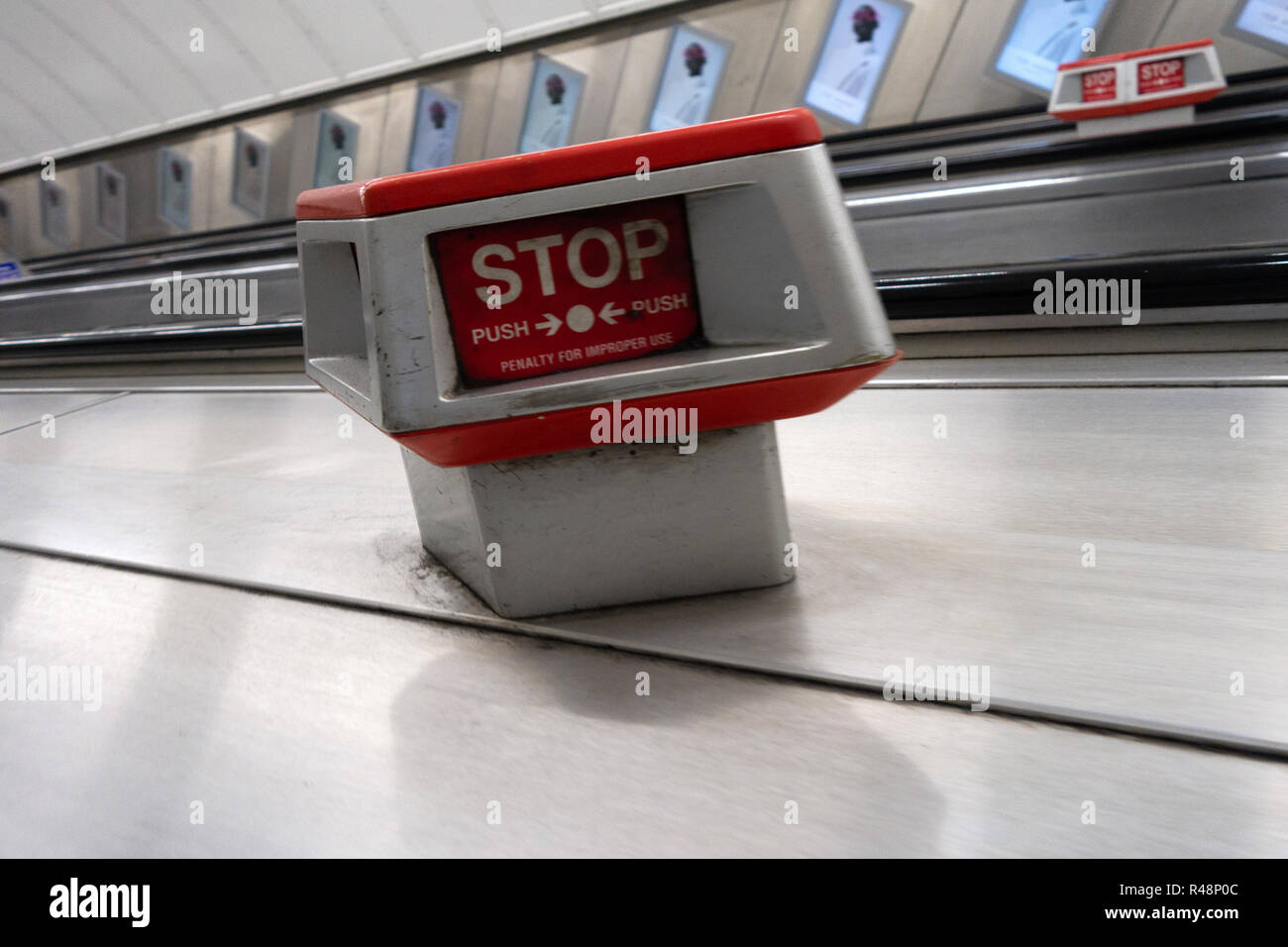 Emergency Stop sign and button on the London Underground Tube Stock ...