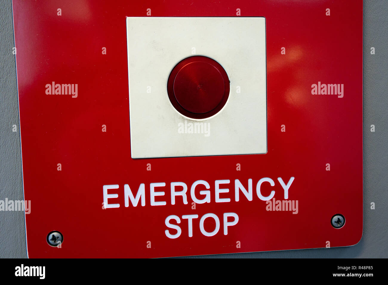 Red Emergency Stop Button on London Underground Tube wall Stock Photo ...