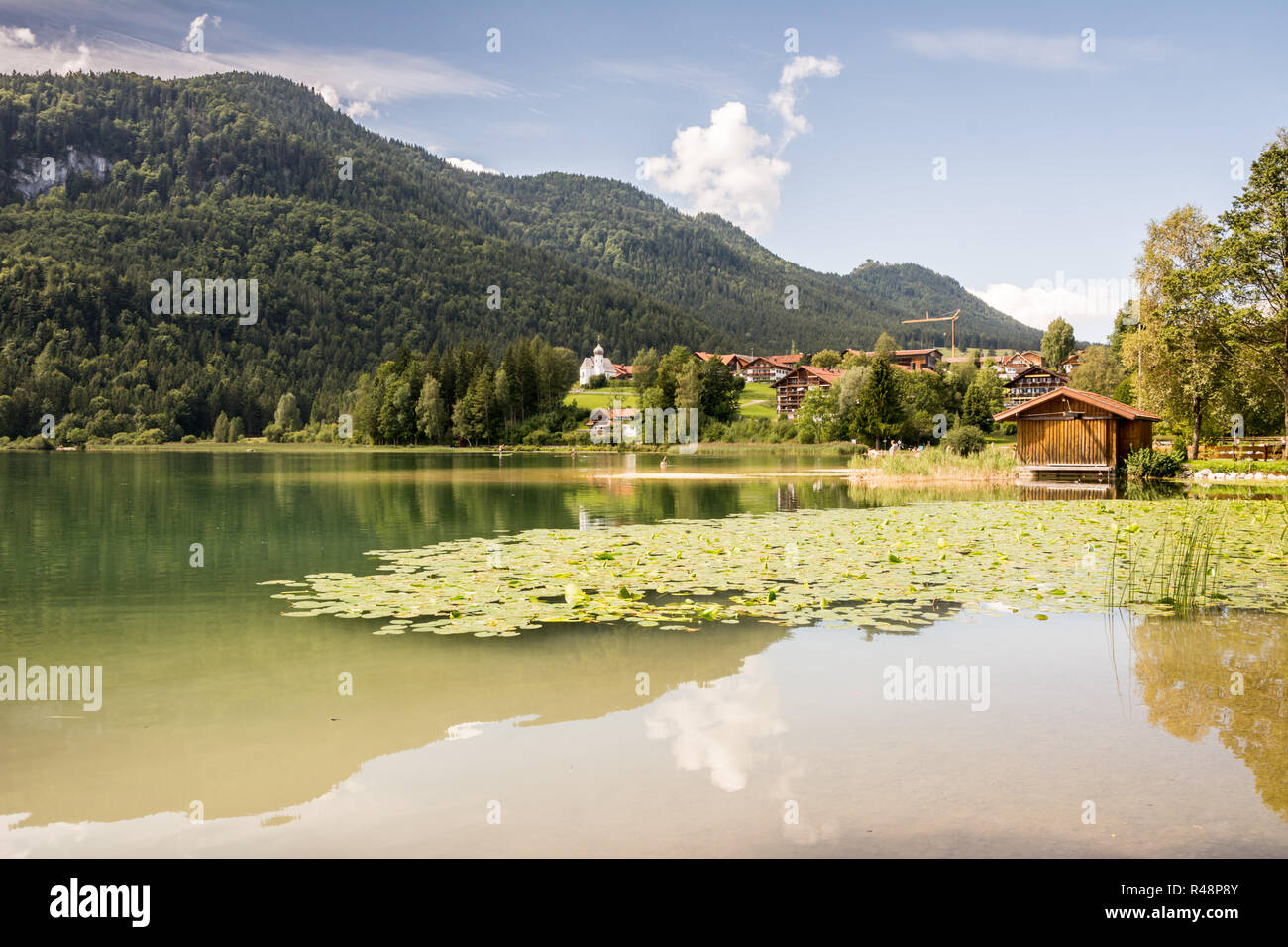 Village at lake Weissensee Stock Photo - Alamy